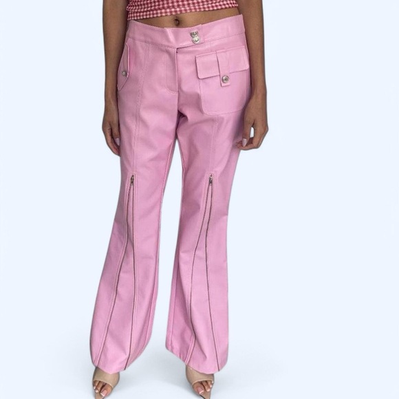 ohs | Pants & Jumpsuits | Ohs Pink Faux Leather Pants | Poshmark